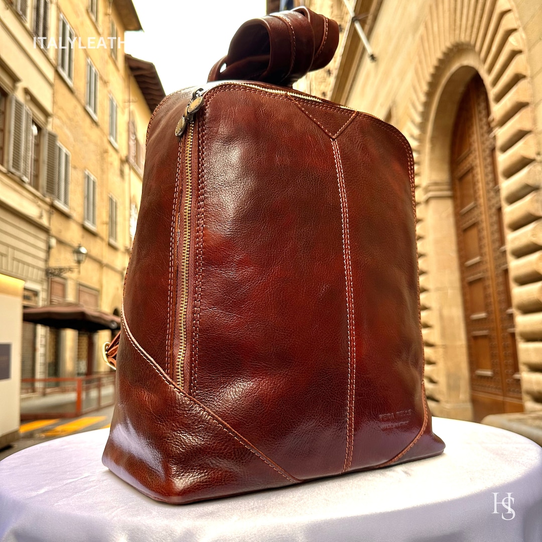 Italian Handmade Leather Backpack Unisex Ll Genuine Leather Made in ...