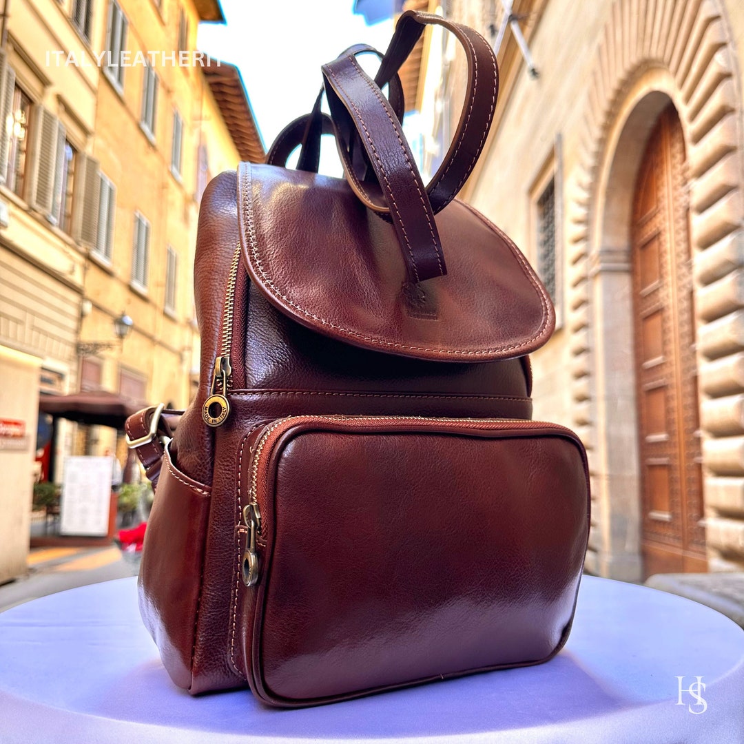 Italian Handmade Unisex Tuscan Leather Backpack From Florence, Italy ...