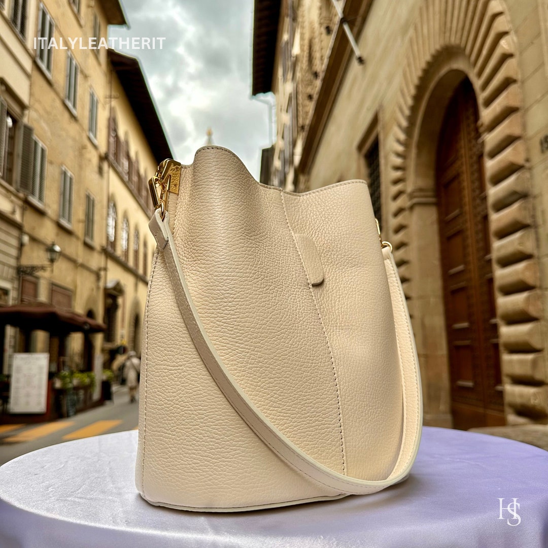 Italian Handmade Leather Bucket Bag for Woman, Made in Italy - Etsy