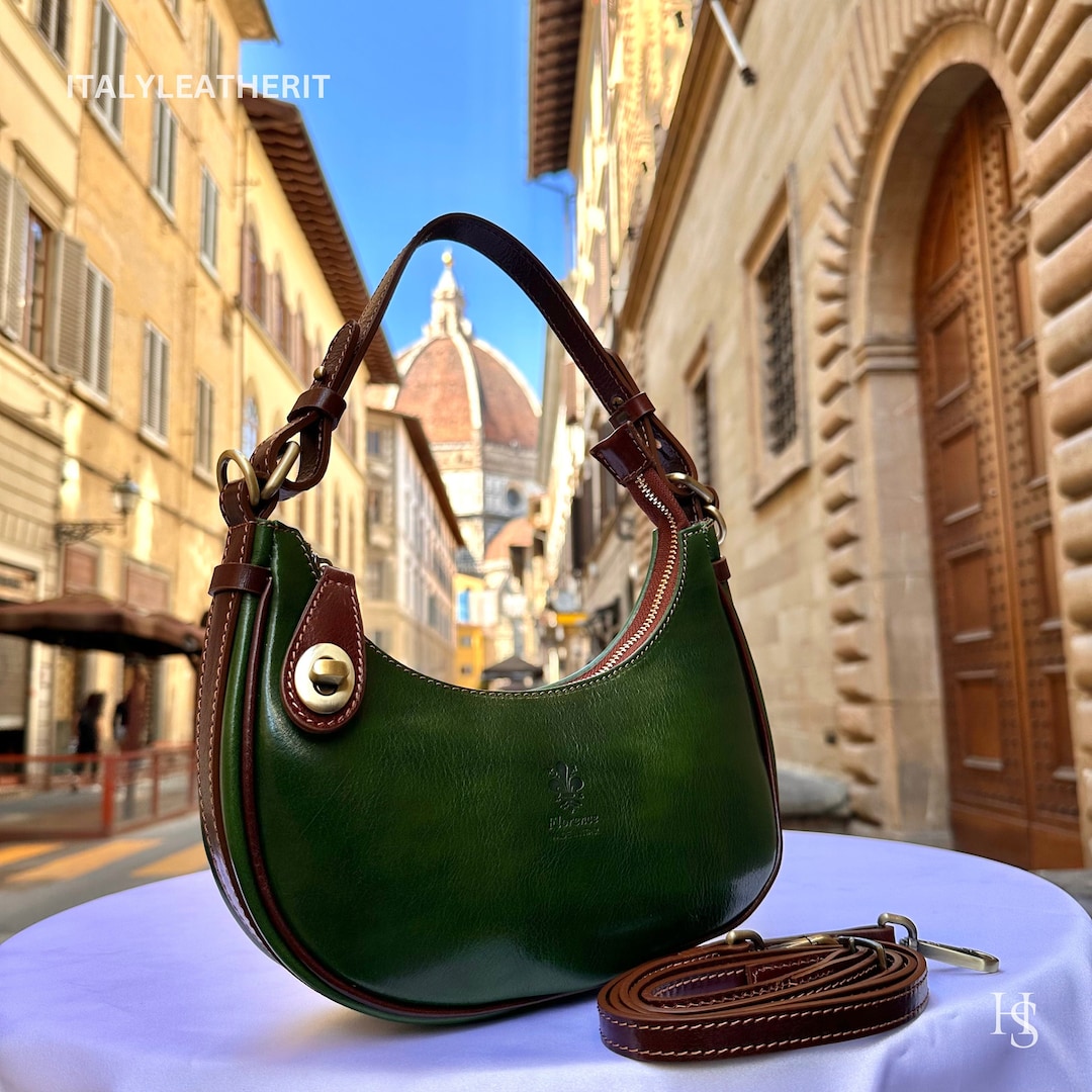 Italian Handmade Leather Bags for Women L L Elegant Green Leather Tote ...