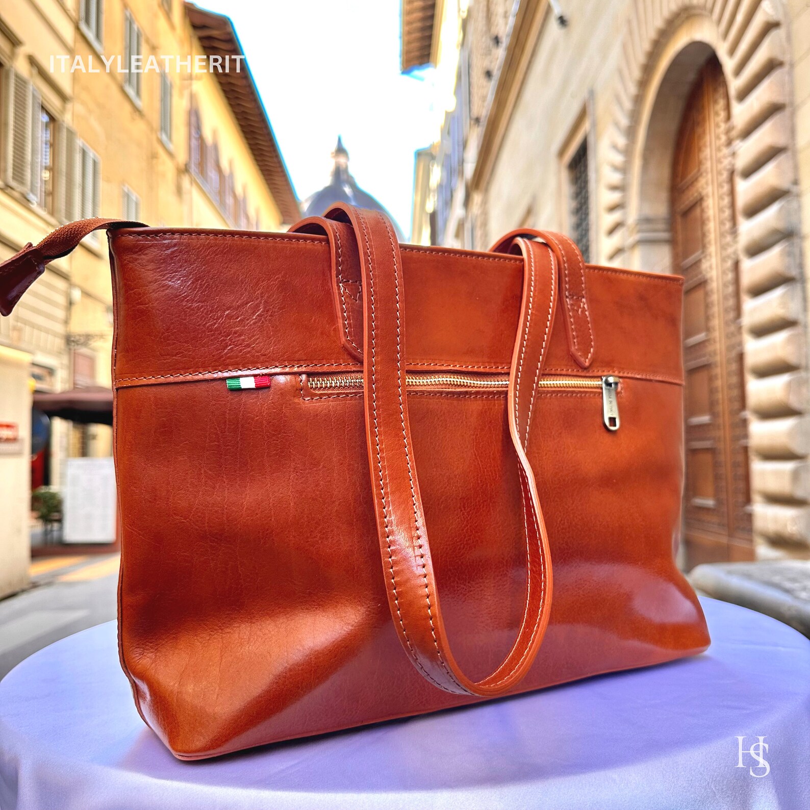 Handmade Italian Leather Tote Bag, Elegant Florence Leather - Etsy