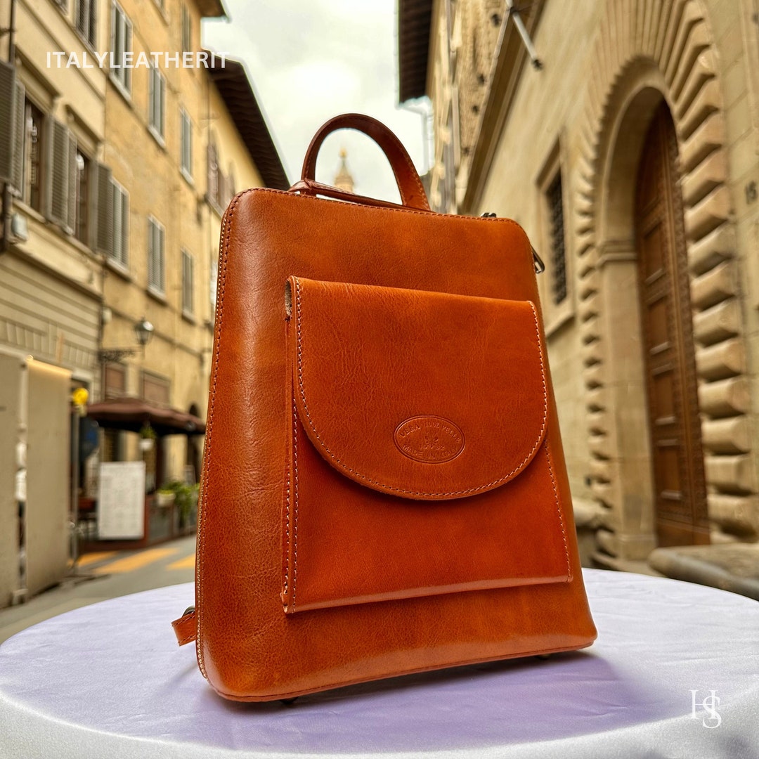 Italian Unisex Handmade Tuscan Leather Backpack From Florence, Made in ...