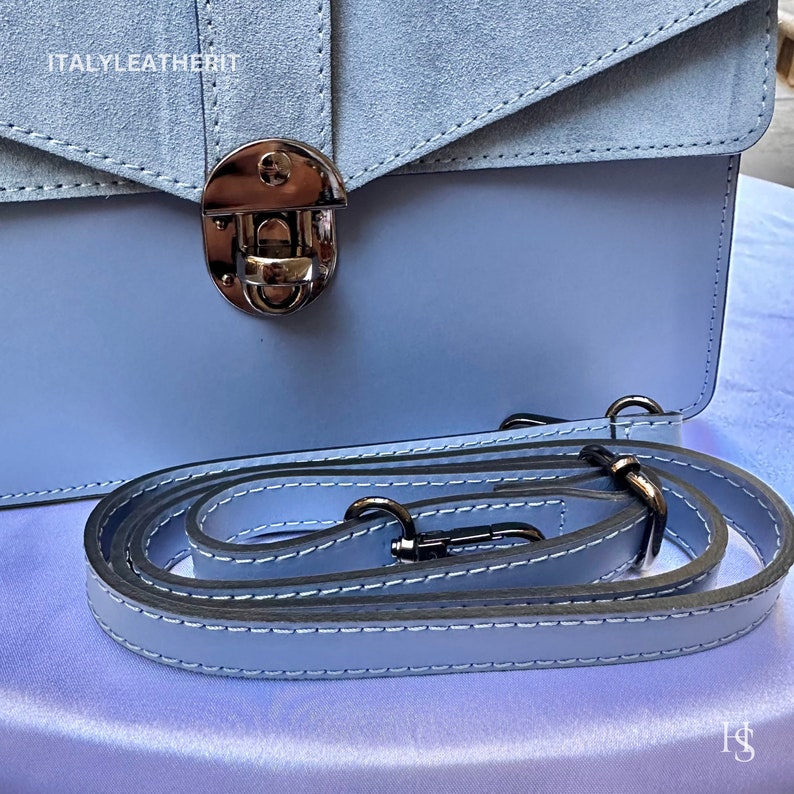 Italian Leather Tote Bag: Handmade Elegant Blue Handbag - Etsy