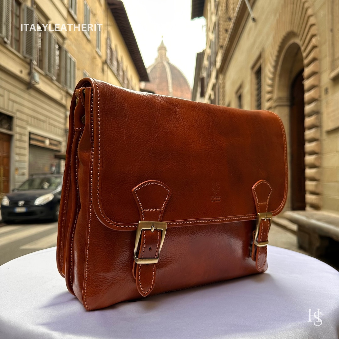 Italian Handmade Leather Satchels Unisex From Florence, Genuine Leather ...