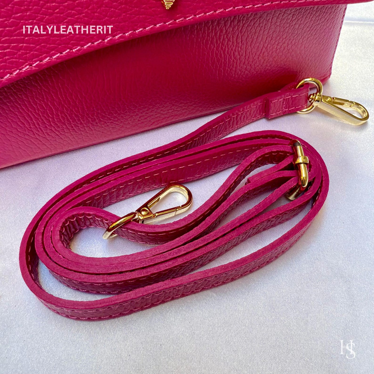 Italian Leather Tote Bag: Handmade Fuchsia Purse With Bee Clasp - Etsy