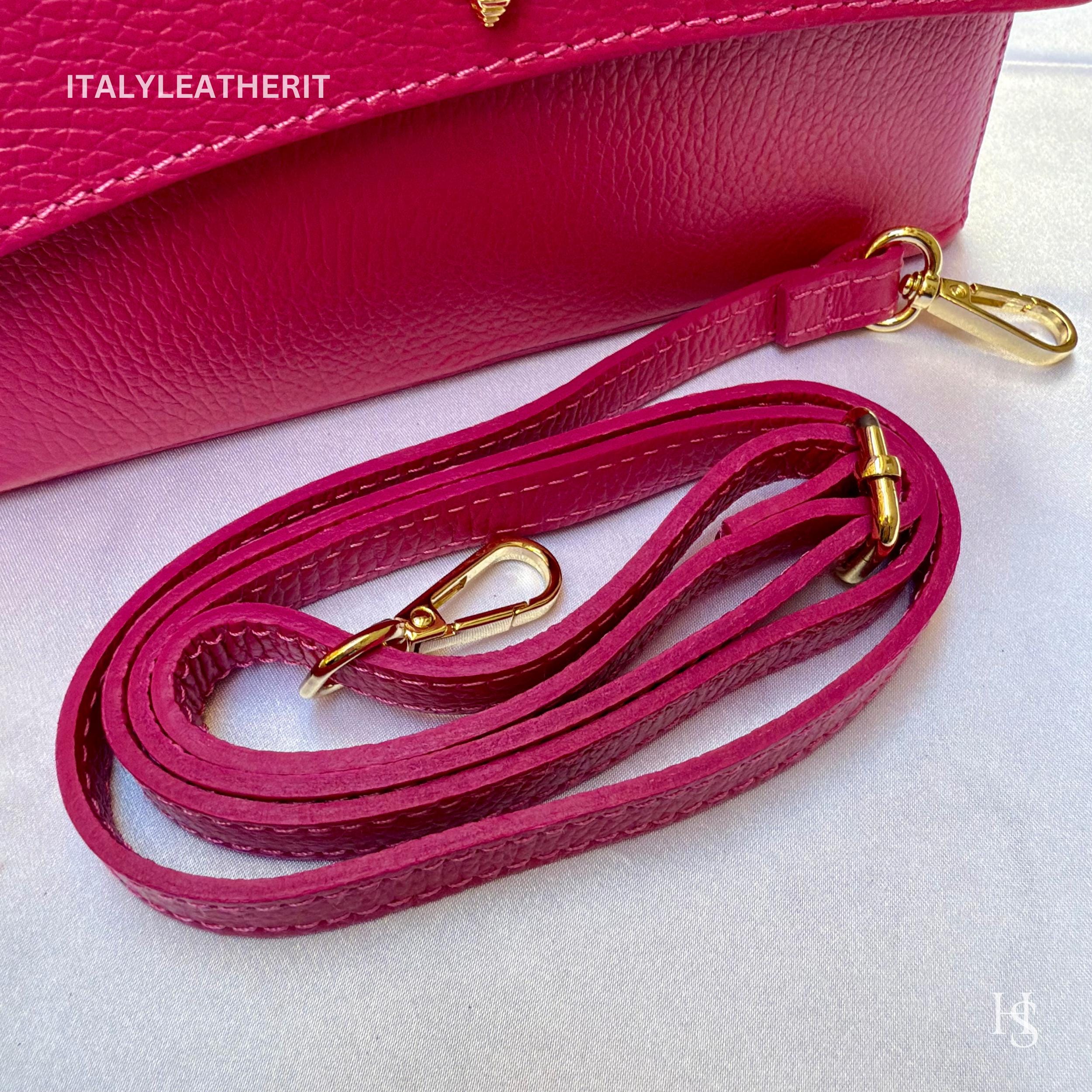 Italian Leather Tote Bag: Handmade Fuchsia Purse With Bee Clasp - Etsy