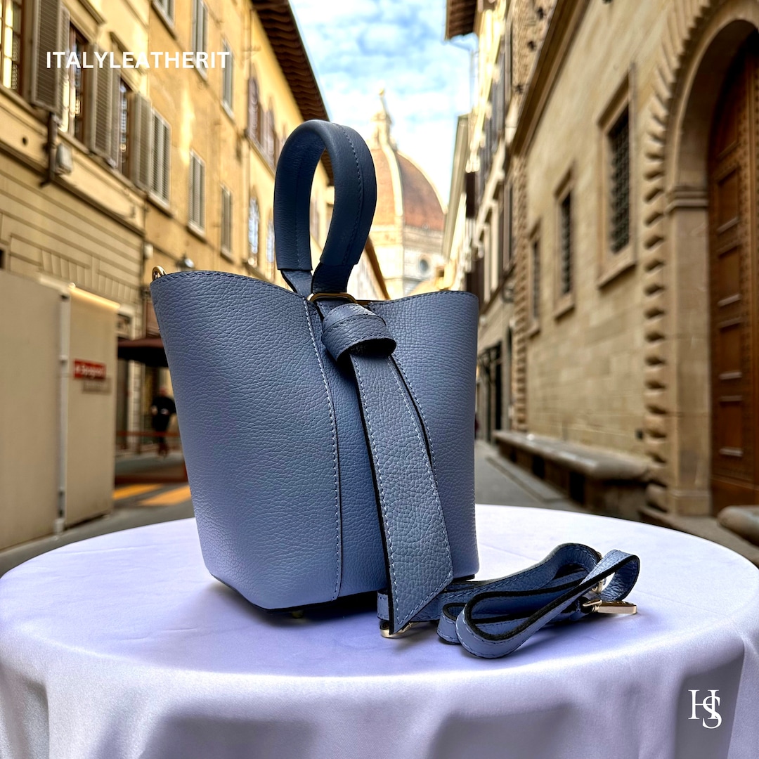 Handmade Italian Leather Bucket Bag for Woman, Elegant Florence Tote ...