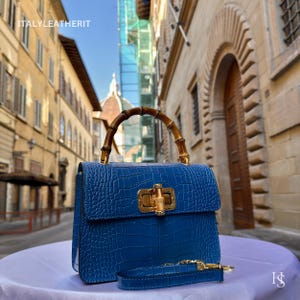 Italian Handmade Leather Bags for Women, Tote From Florence, Blue Purse ...