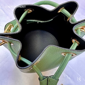 Handmade Italian Leather Bucket Bag: Elegant Tote From Florence, Mint ...