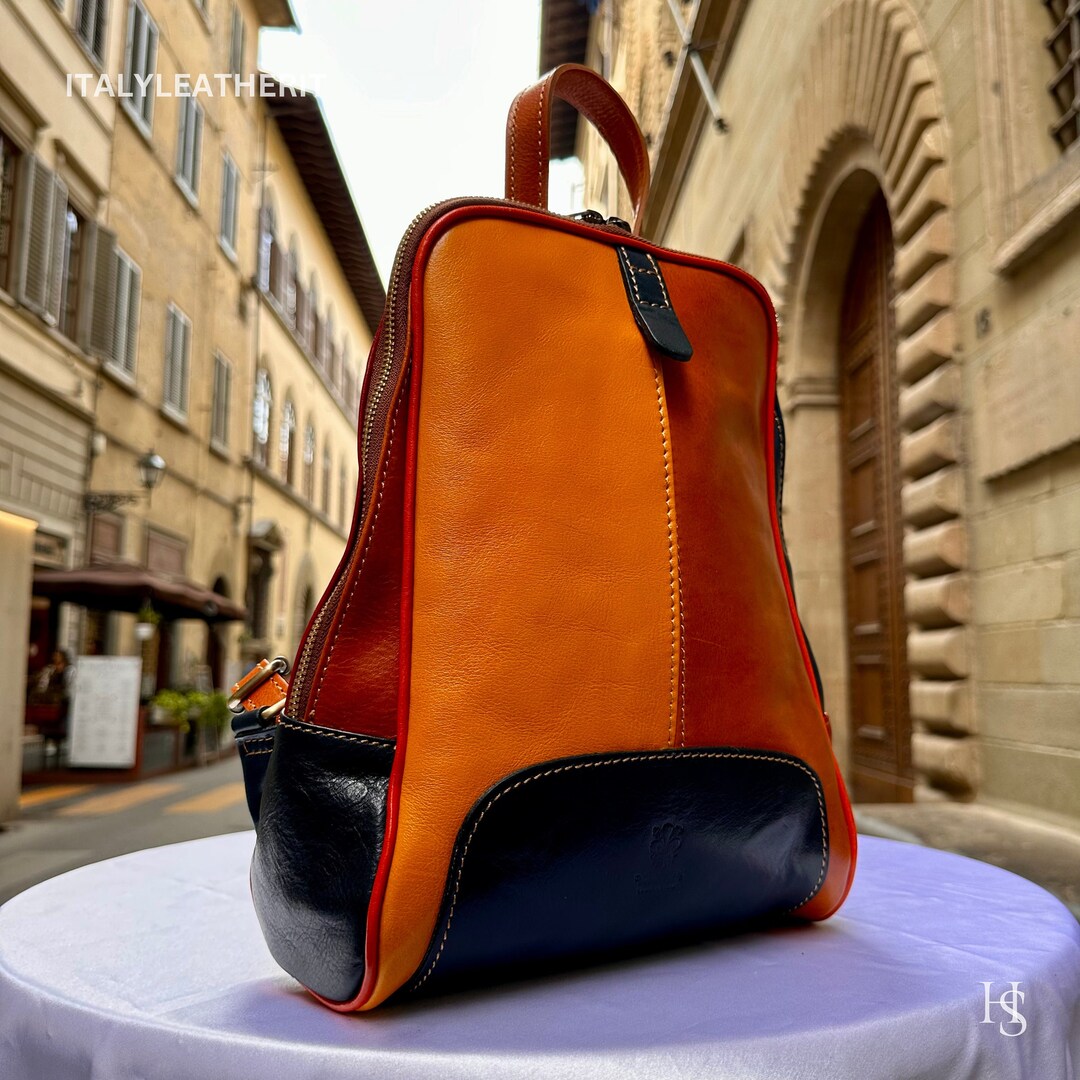 Italian Unisex Handmade Tuscan Leather Backpack From Florence - Etsy