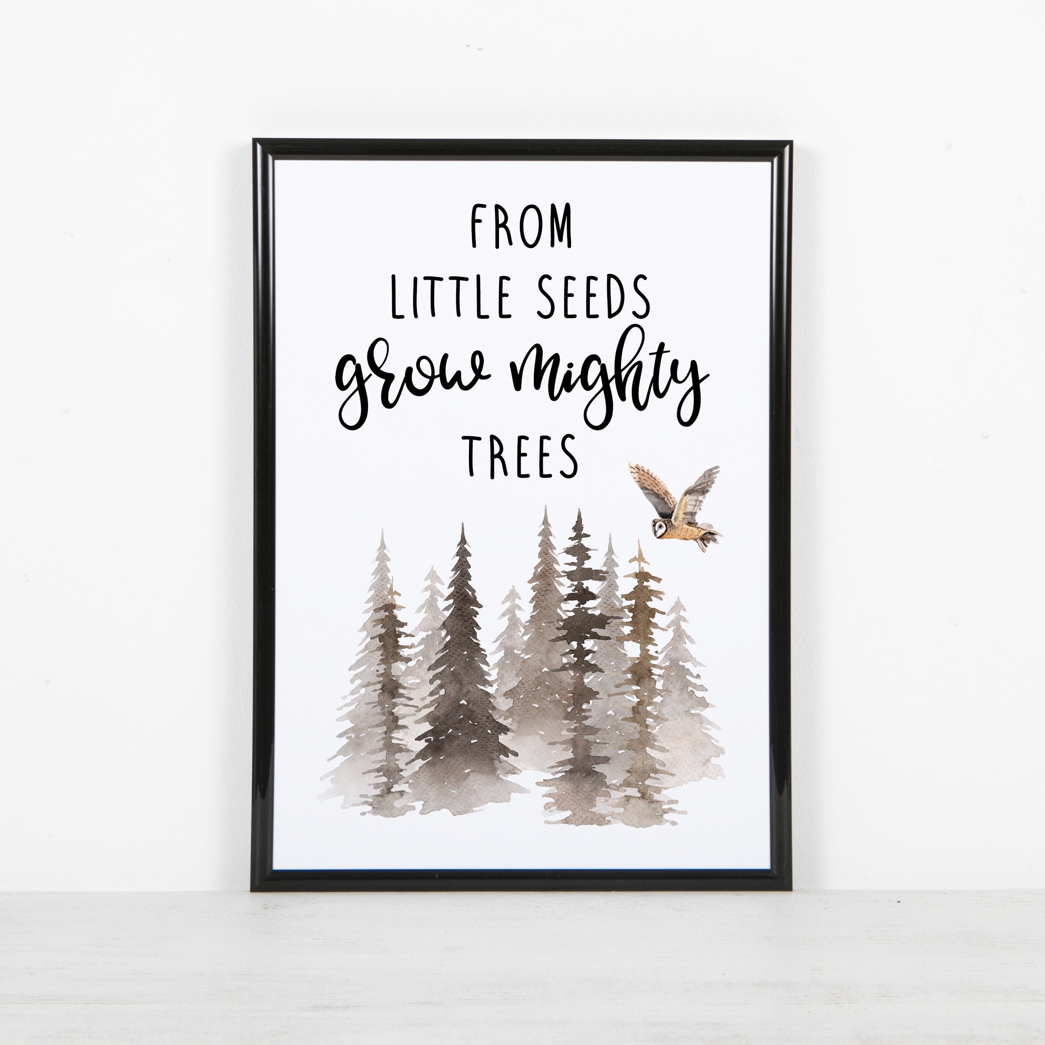 From Little Seeds Grow Mighty Trees Print | Woodland Nursery Print ...