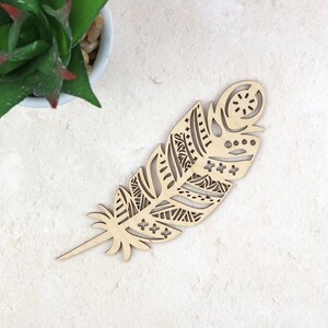 Boho Feather Wooden Feather Wall Art Decorative Feather Tribal Nursery ...