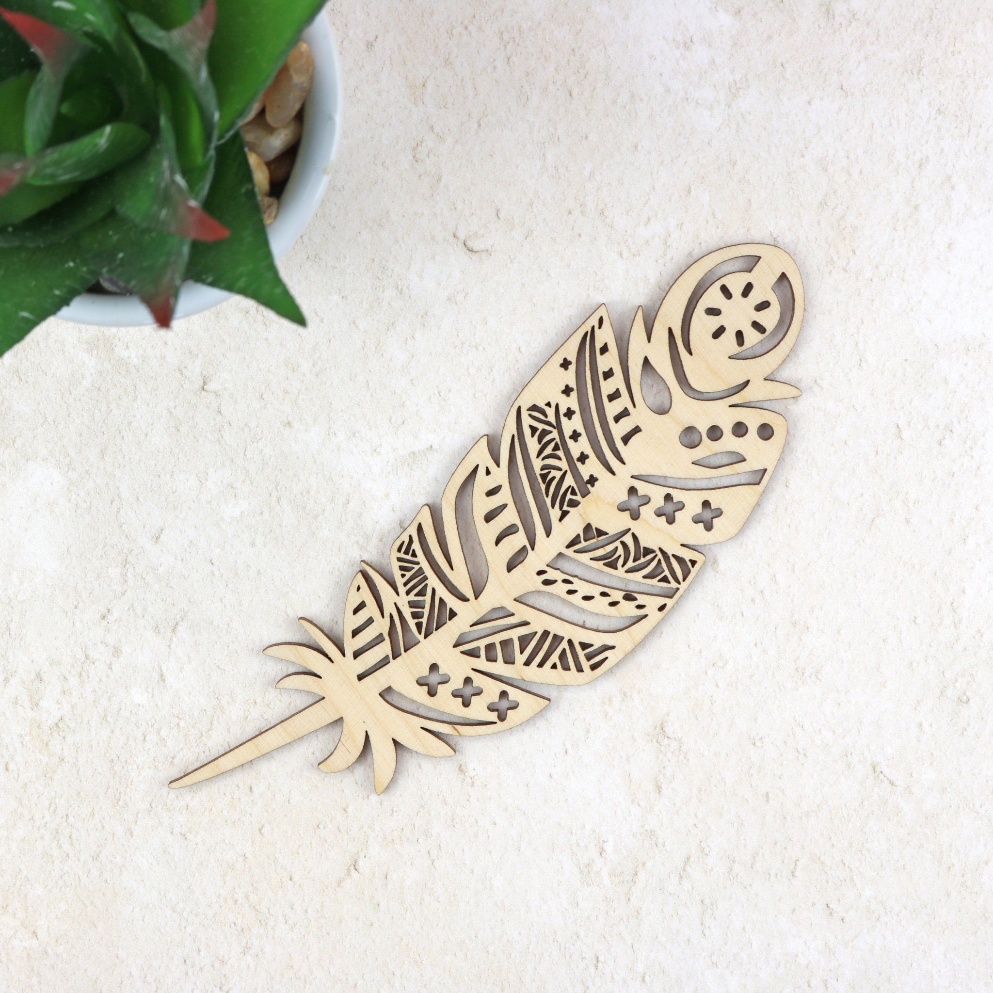 Boho Feather Wooden Feather Wall Art Decorative Feather - Etsy