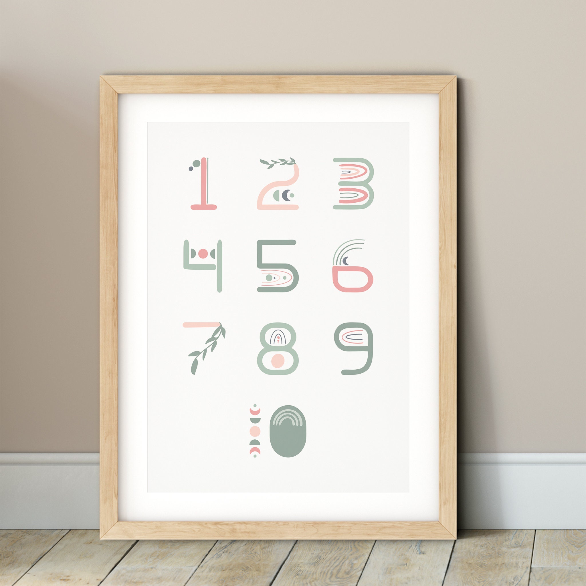 Boho Numbers Print Learning Prints Numbers Poster 123 | Etsy