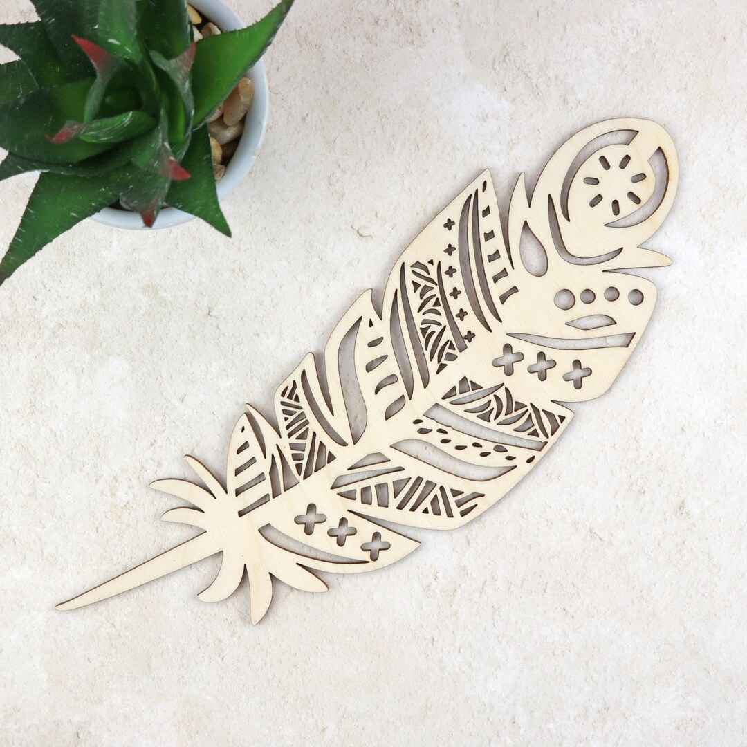 Boho Feather Wooden Feather Wall Art Decorative Feather Tribal Nursery ...