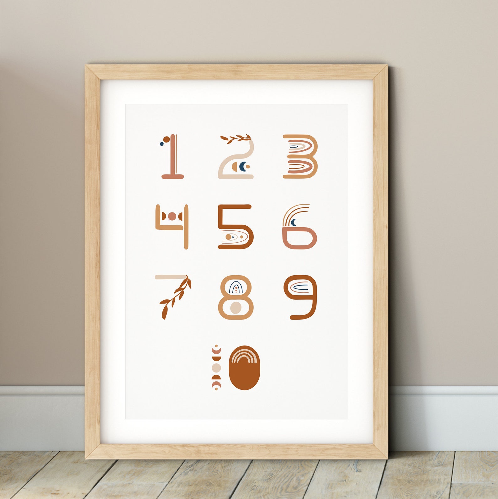 Boho Numbers Print / Learning Prints / Numbers Poster / 123 - Etsy España