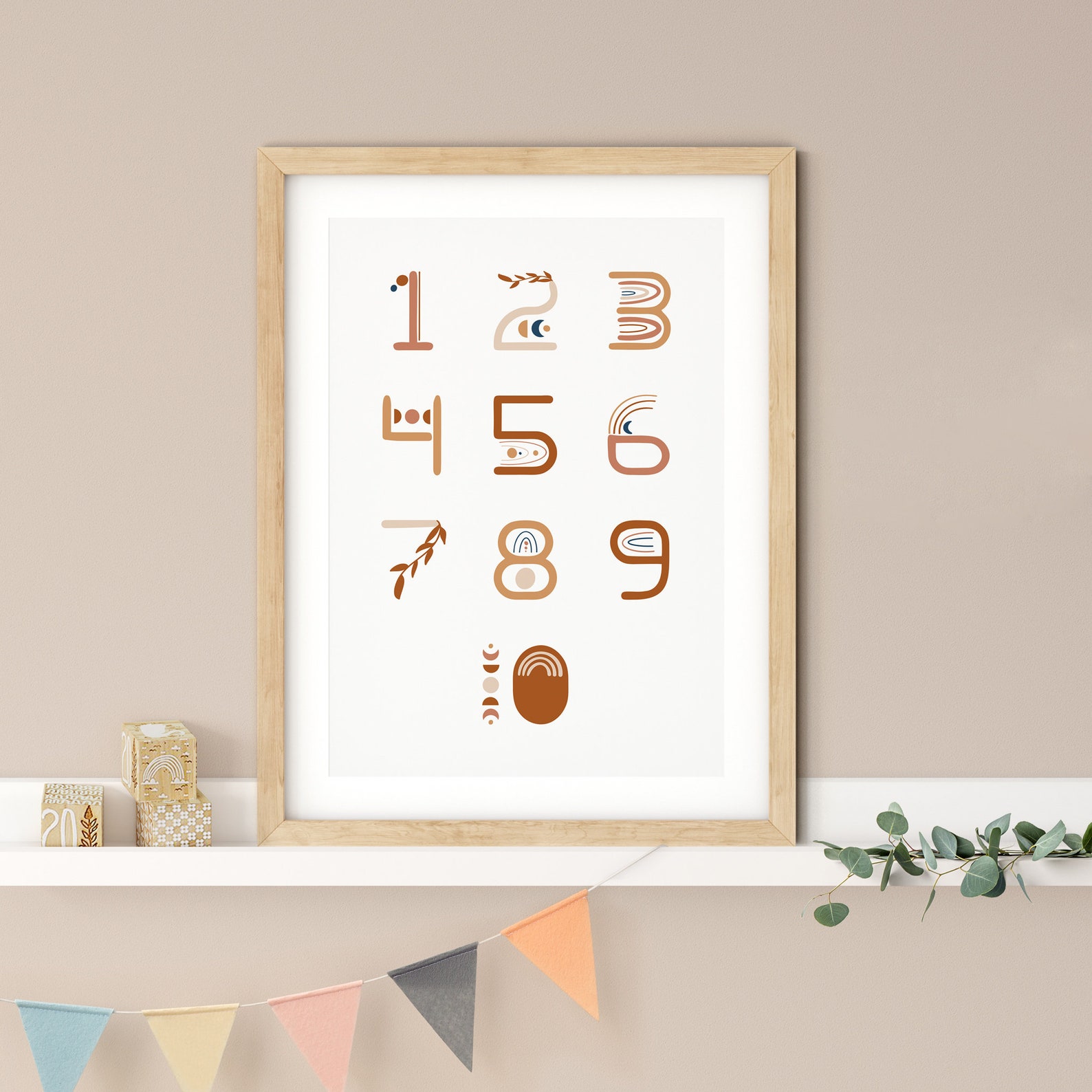 Boho Numbers Print / Learning Prints / Numbers Poster / 123 - Etsy España