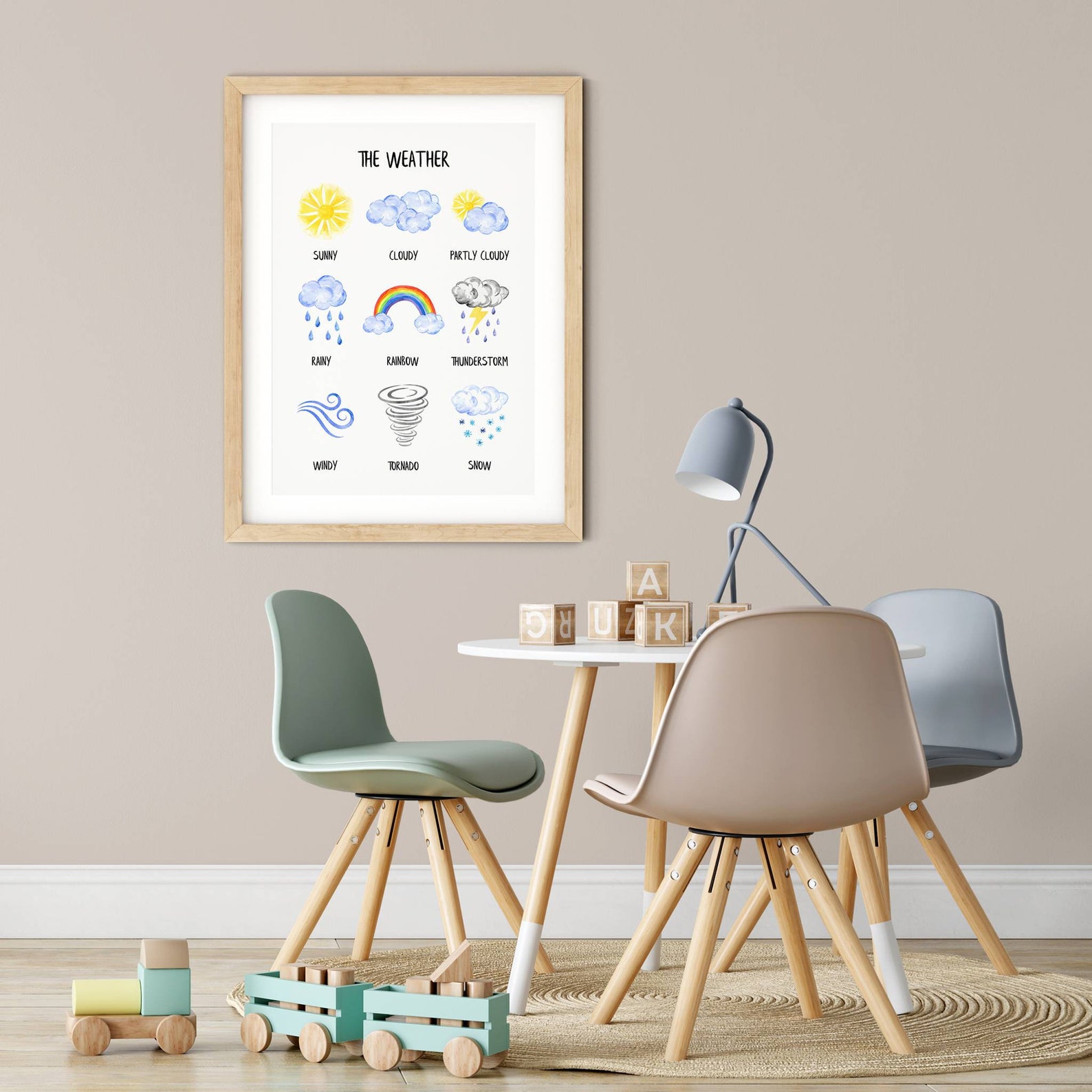 Weather Print | Montessori Print | Weather Words Nursery Print ...