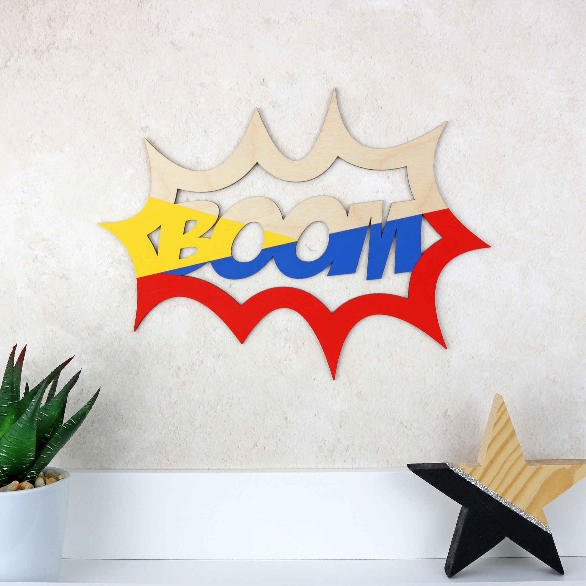 Wooden BOOM Sign Retro Comic Book Sign Superhero Nursery | Etsy UK