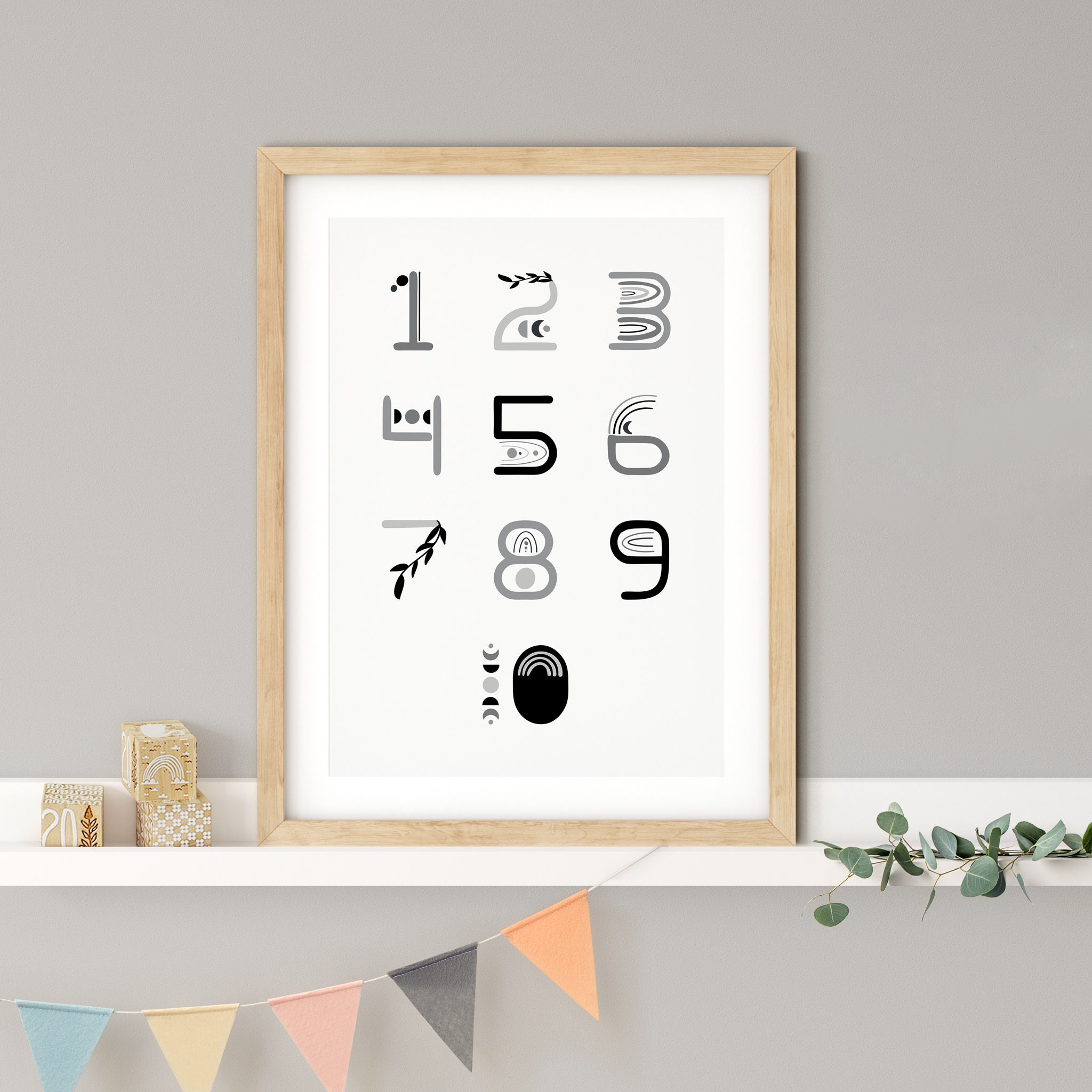 Boho Numbers Print Learning Prints Numbers Poster 123 - Etsy