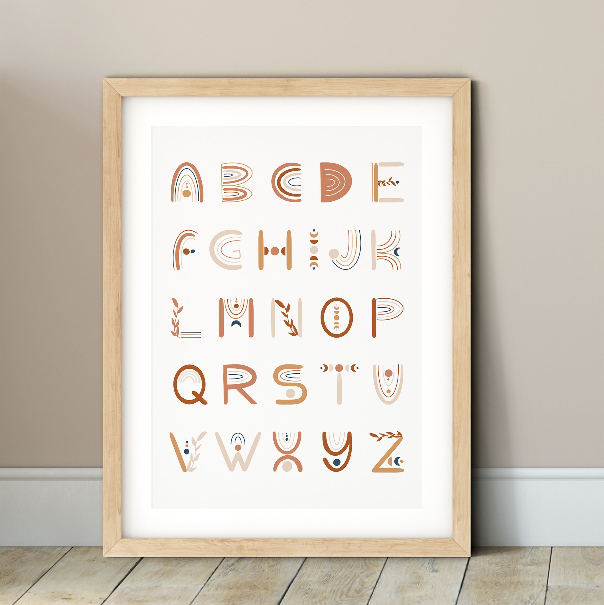 Boho Alphabet Print Neutral Nursery Print Alphabet Poster | Etsy