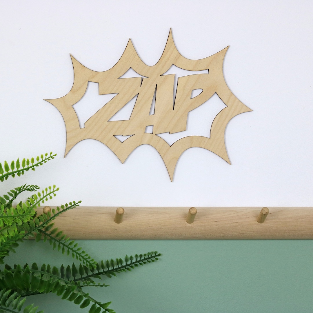 Wooden ZAP Sign | Retro Comic Book Sign | Superhero Nursery Decor ...