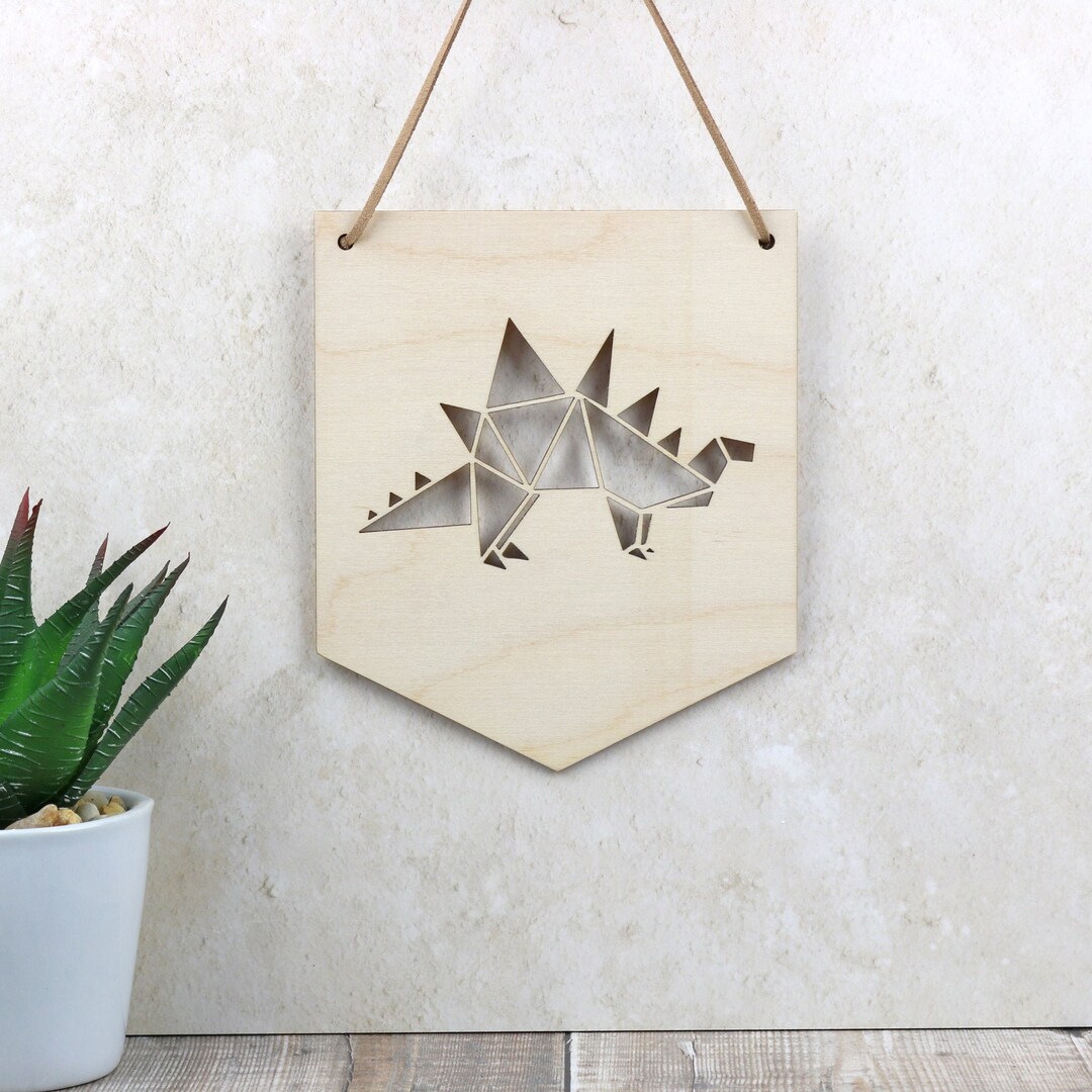 Geometric Stegosaurus Pennant | Geometric Dinosaur Decor | Dinosaur ...