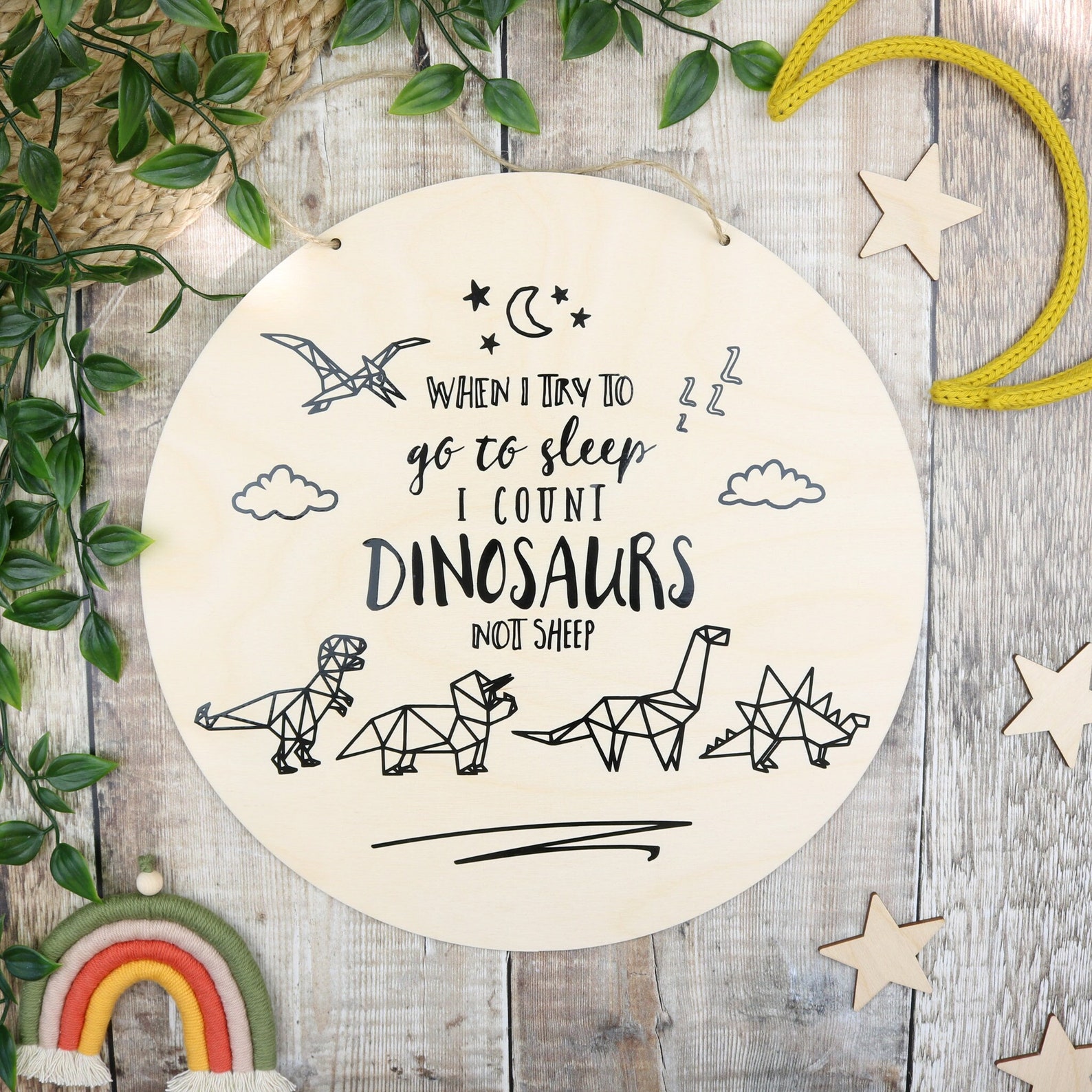 Counting Dinosaurs Plaque Geometric Dinosaur Decor | Etsy