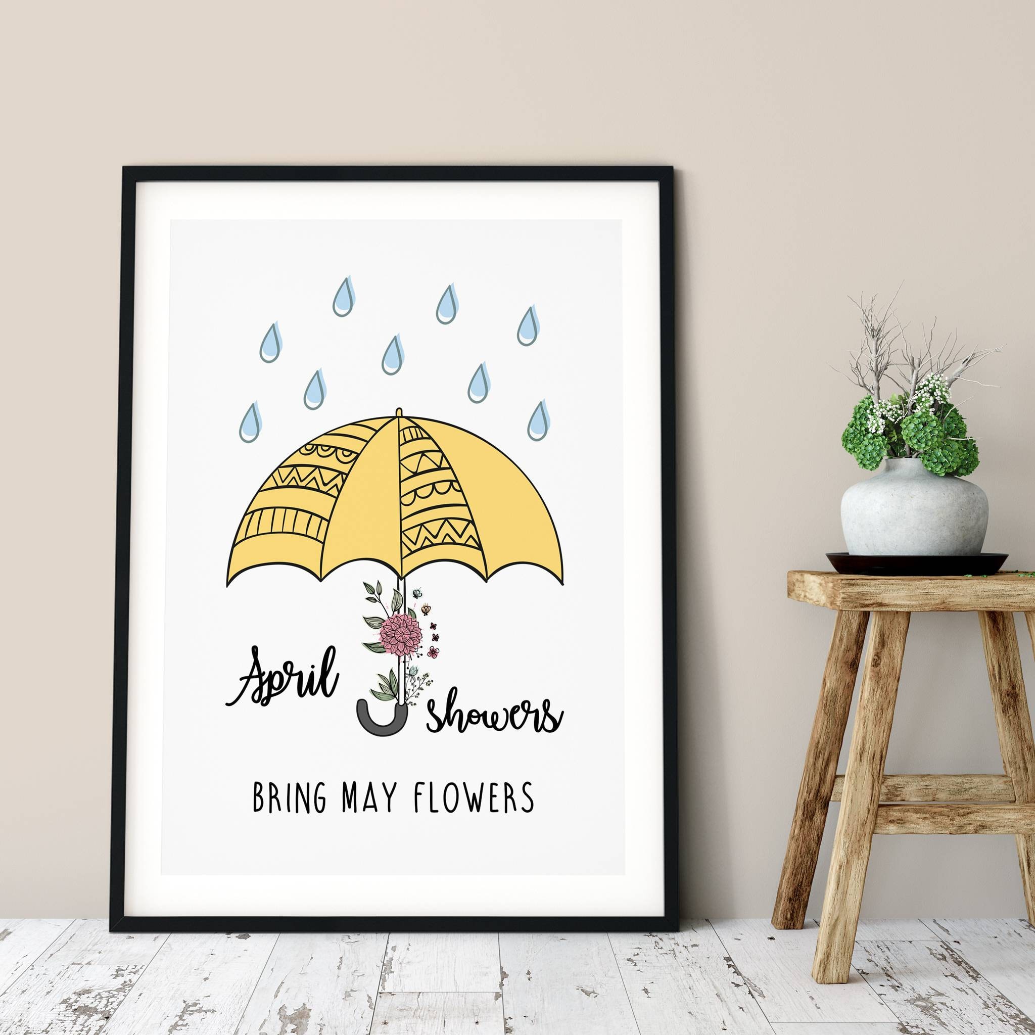 April Showers Bring May Flowers Print Inspirational Quote | Etsy