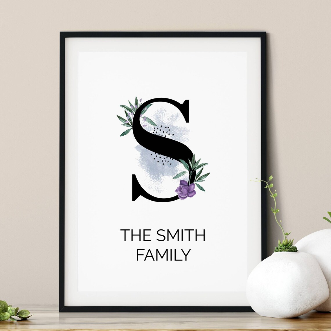 Personalised Family Name Print Living Room Prints Floral - Etsy UK