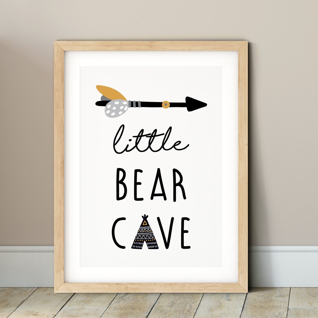 Little Bear Cave Print | Scandi Nursery Print | Adventure Playroom ...