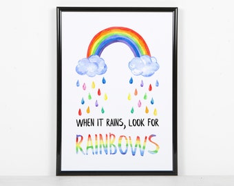 Rainbow Art Print Rainbow Quote Nursery Print Child's Room Print When ...