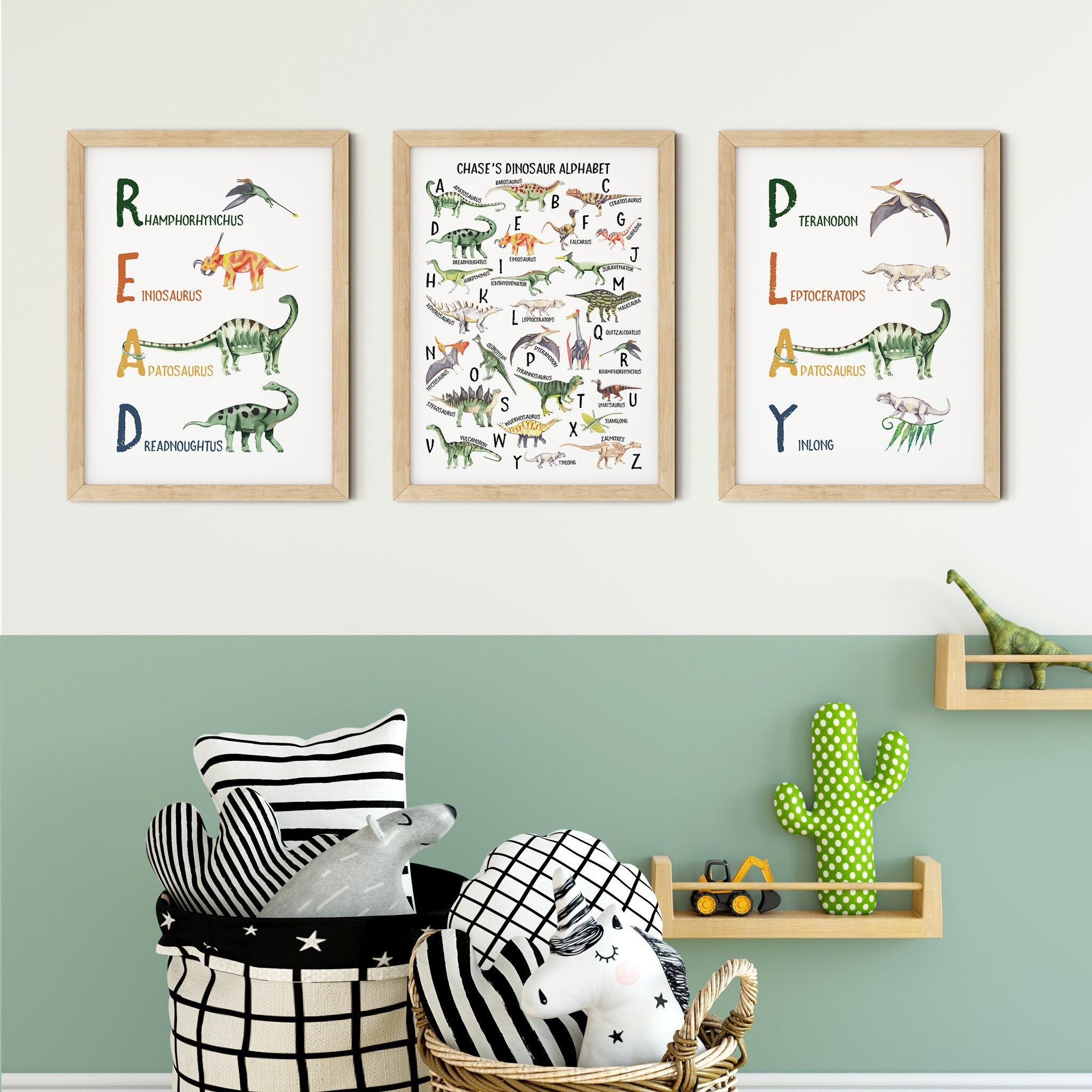 Set of 3 Prints | Dinosaur Alphabet Print | Read Print | Play Print ...