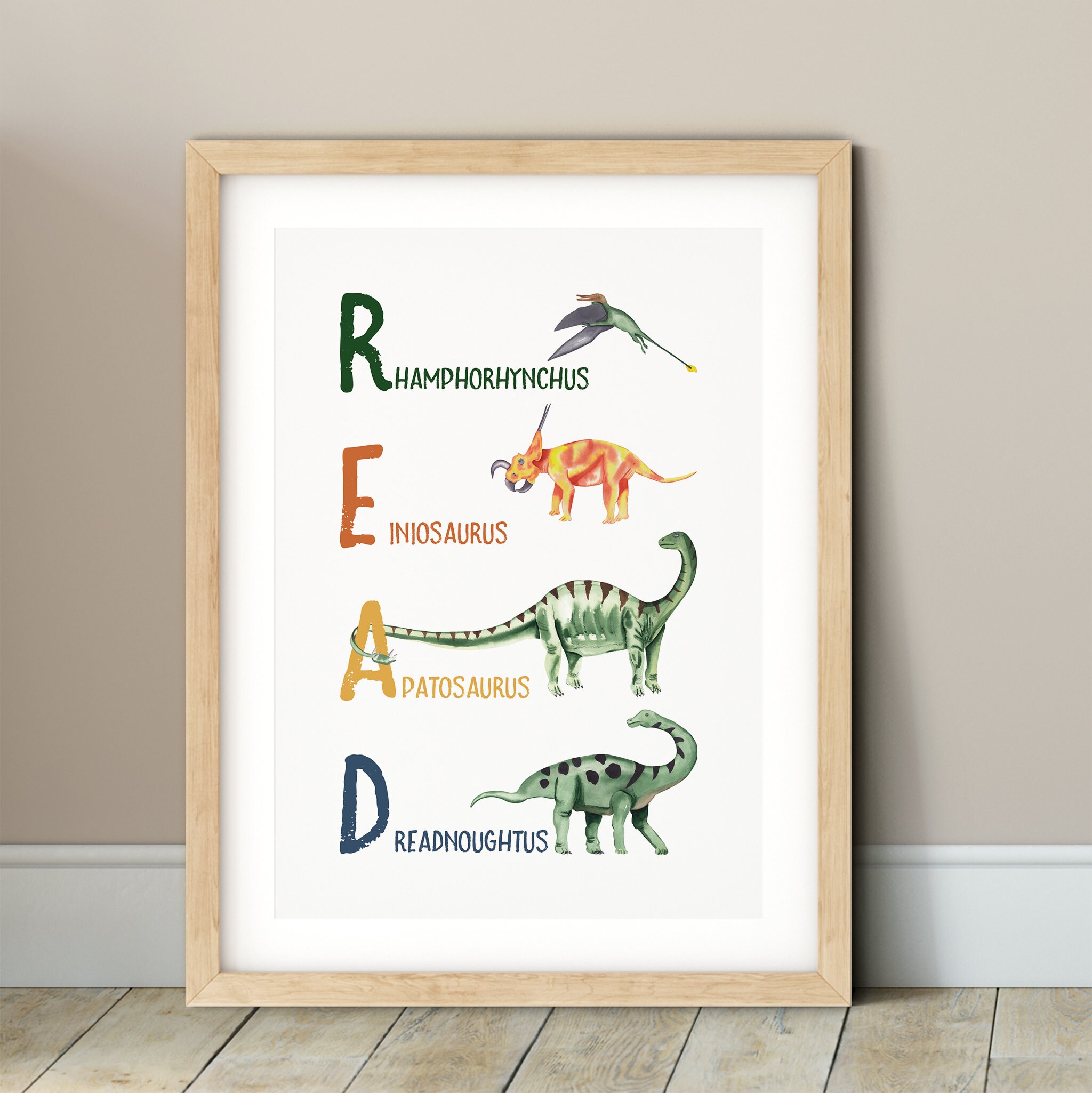 Set of 3 Prints | Dinosaur Alphabet Print | Read Print | Play Print ...