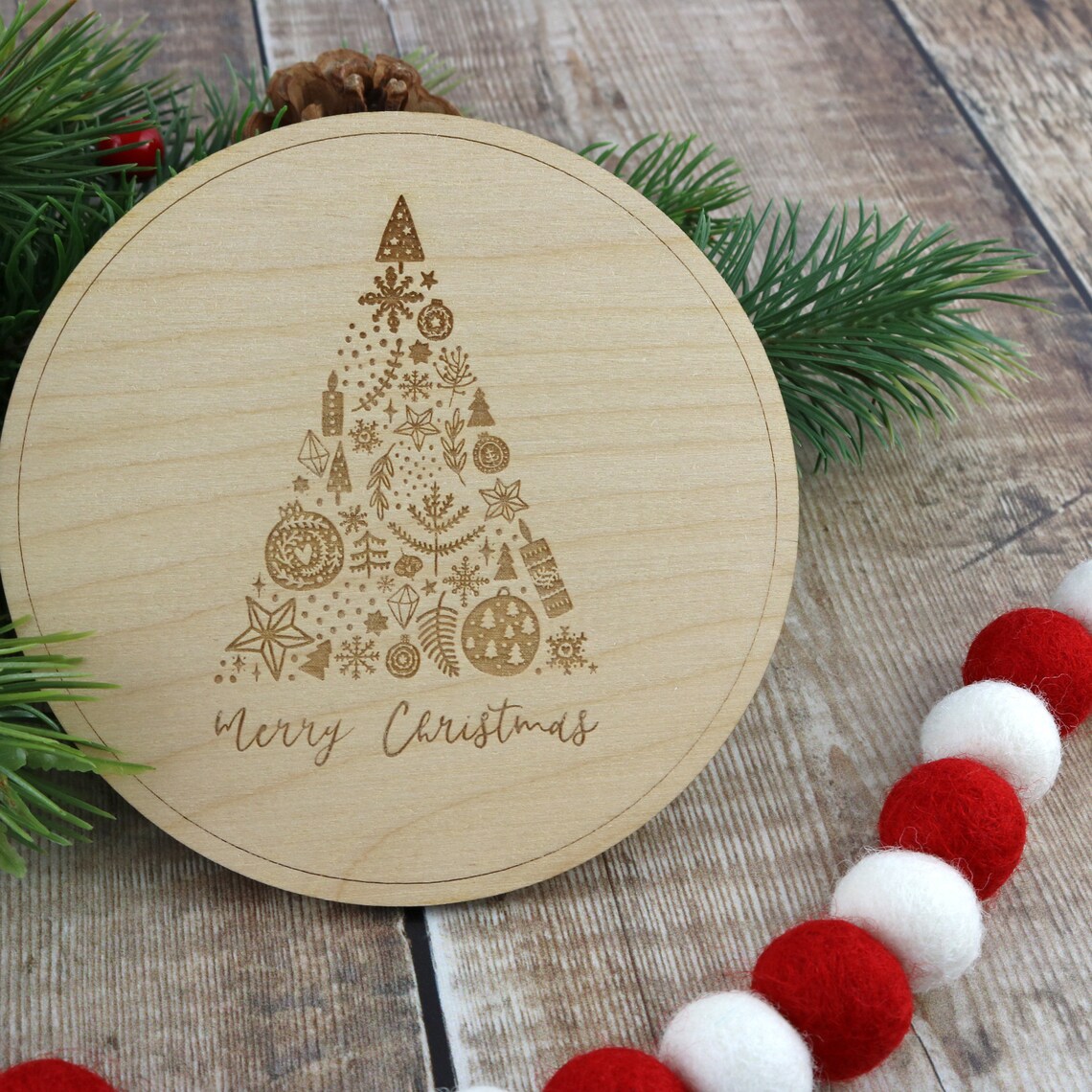 Merry Christmas Wooden Plaque Nordic Christmas Tree - Etsy UK