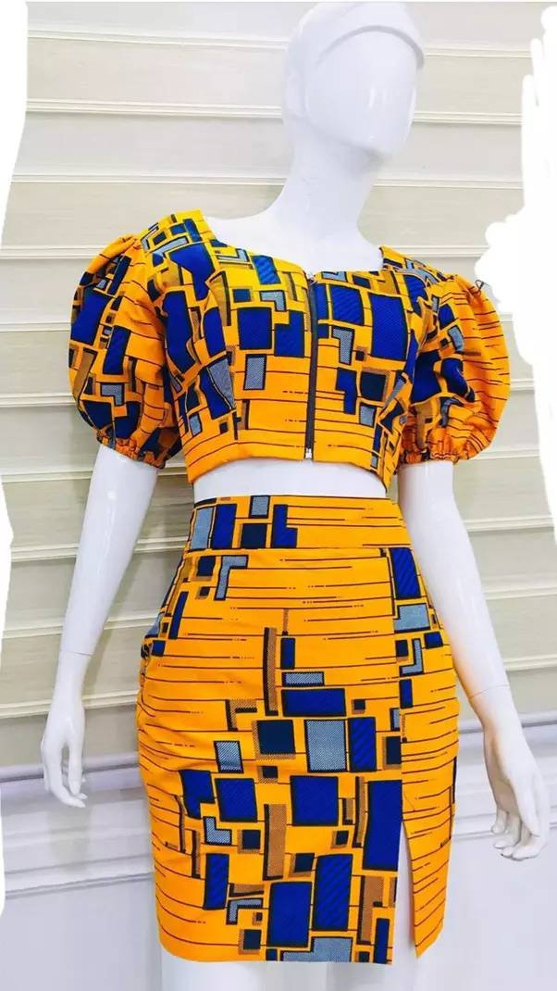 African Print Crop Top And Skirt African Clothing For Women Etsy