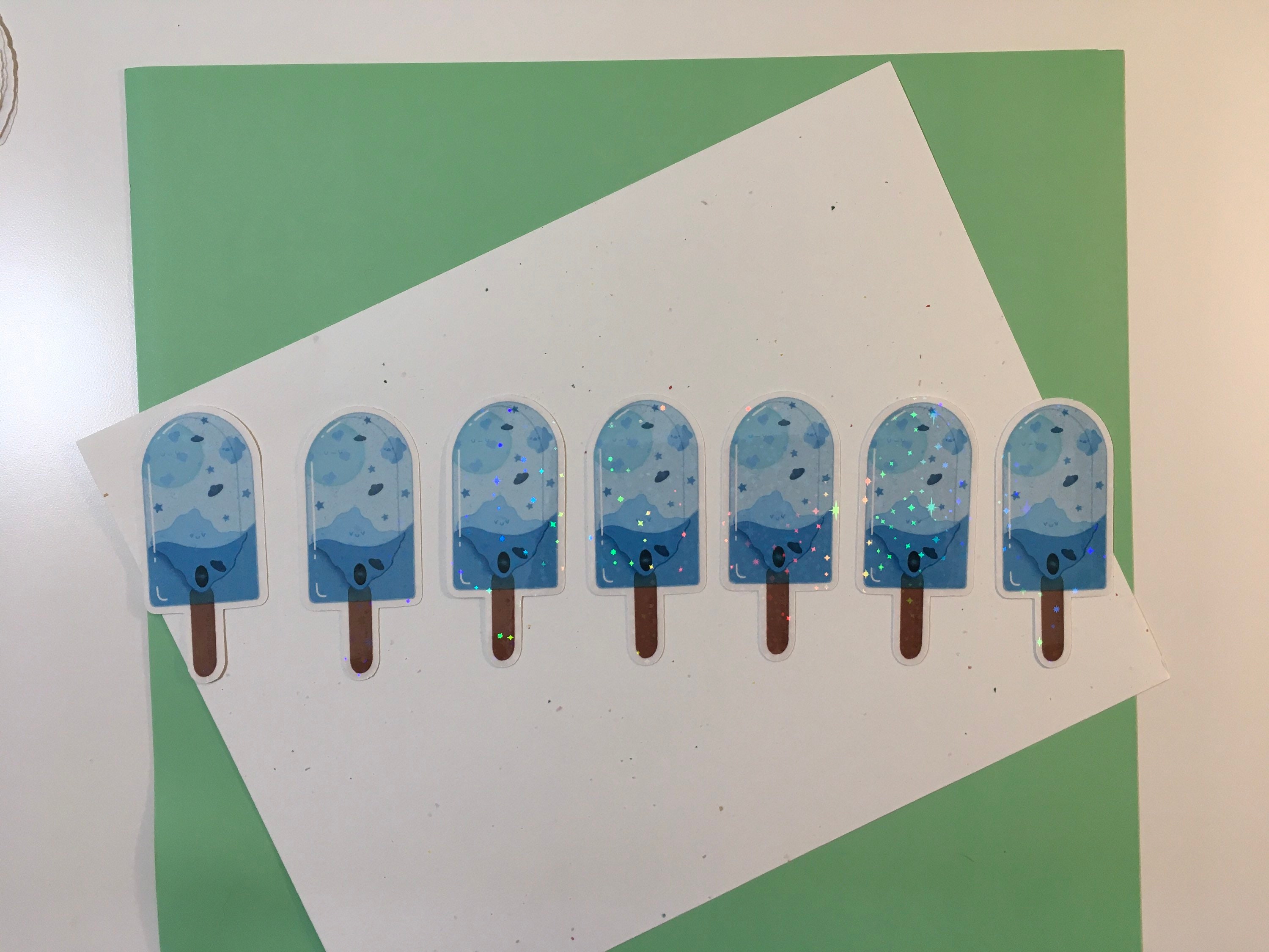 Popsicle Planet Holographic Cute Kawaii Aesthetic Stickers - Etsy