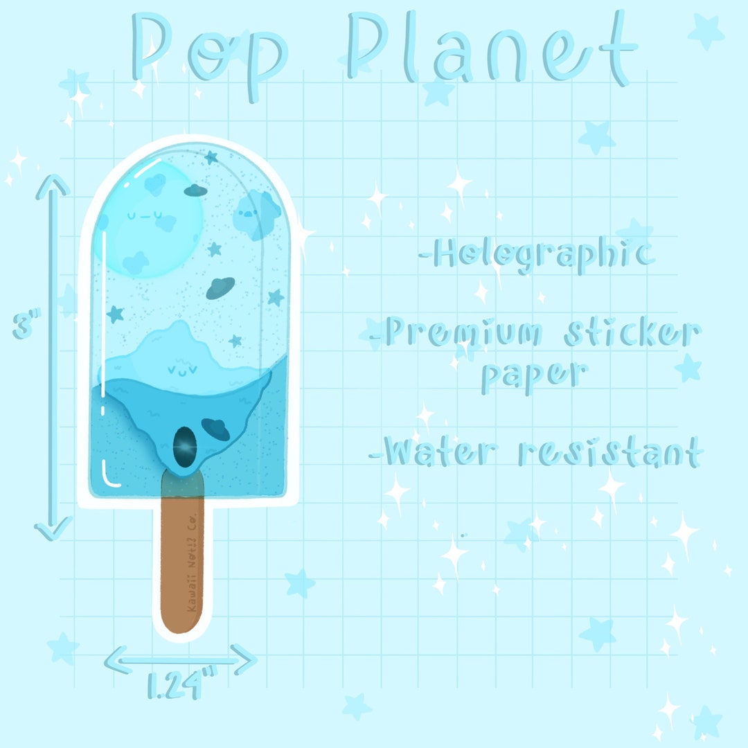 Popsicle Planet Holographic Cute Kawaii Aesthetic Stickers - Etsy
