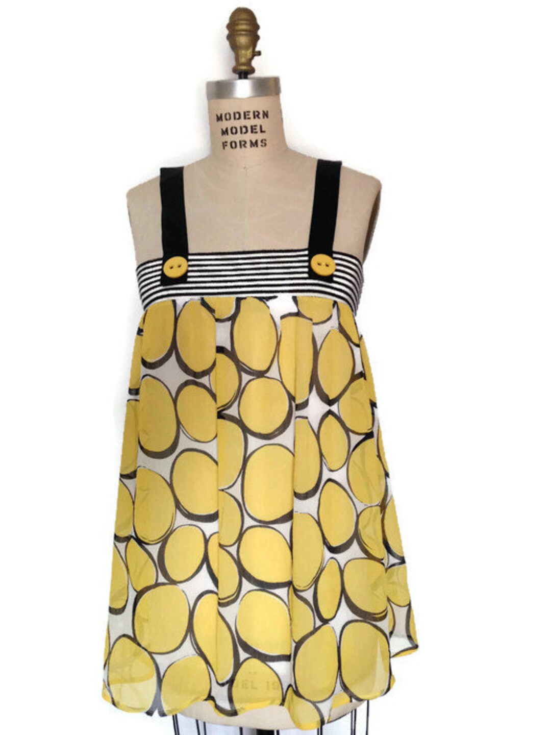 Vintage Tunic Top From the 70s Colour Yellow Prints - Etsy