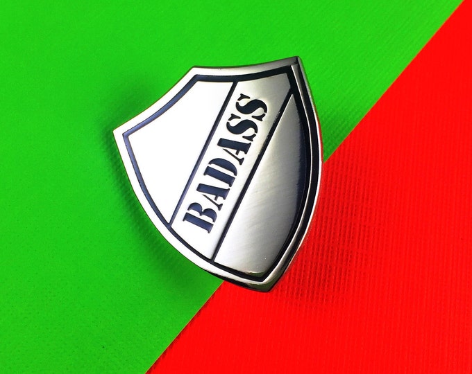 BADASS Shield Enamel / Lapel Pin - Etsy