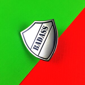 BADASS Shield Enamel / Lapel Pin - Etsy