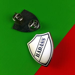 BADASS Shield Enamel / Lapel Pin - Etsy