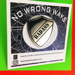 BADASS Shield Enamel / Lapel Pin - Etsy