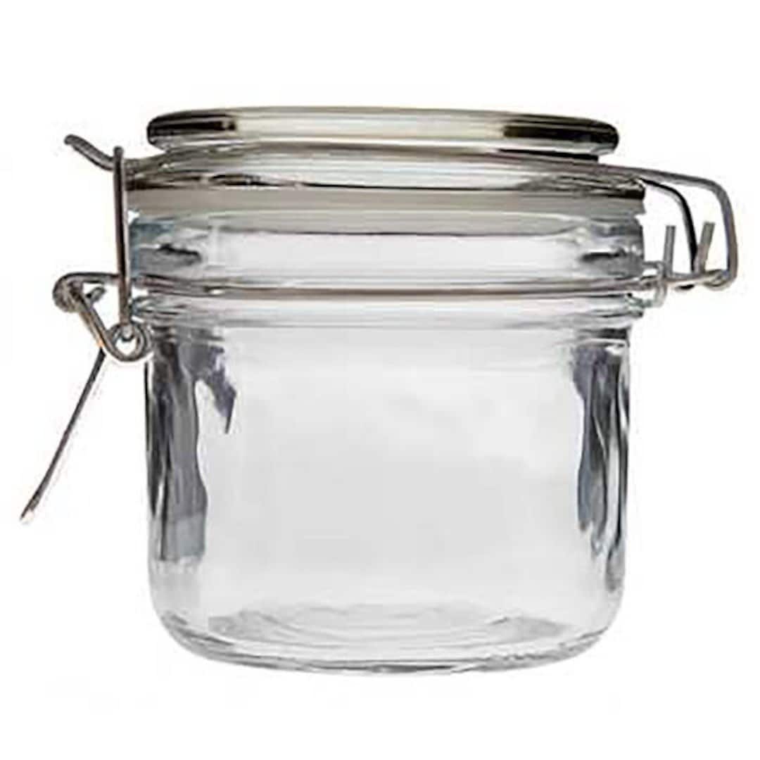 1 Clear Glass Jar Airtight Metal Clamp Clasp BPA Free Reusable Chefs ...