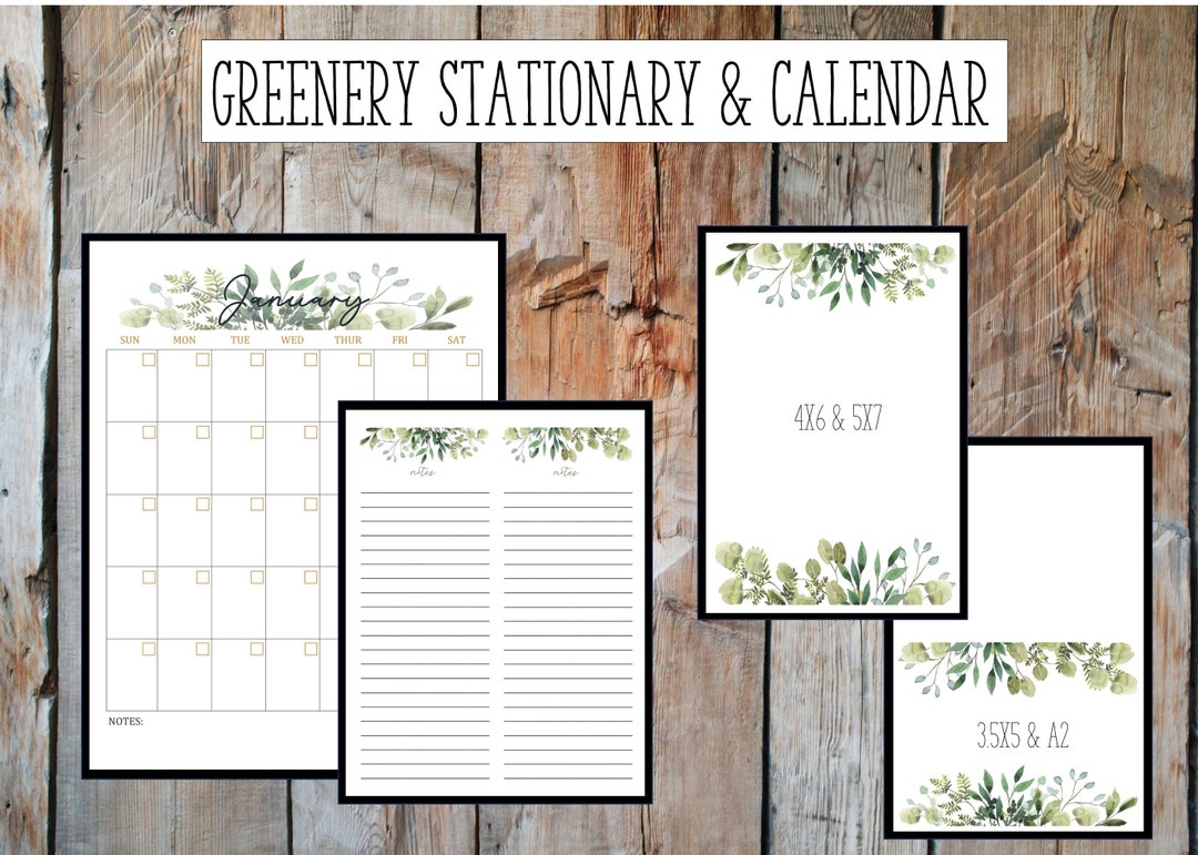 Perpetual Calendar| Greenery Design| PDF Printable| Farmhouse| Blank ...