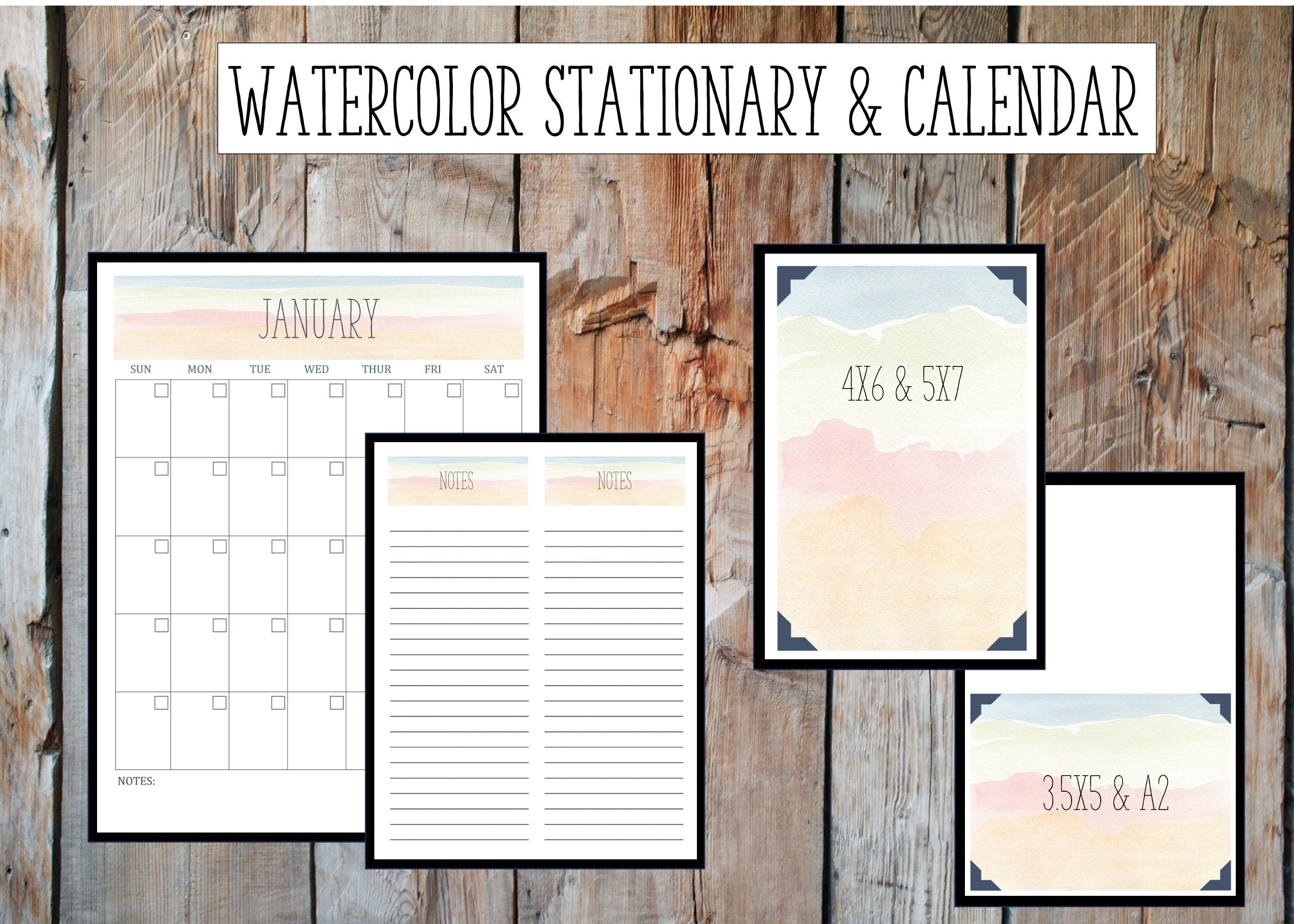 Perpetual Calendar| Printable Stationary| Watercolor Design| PDF ...