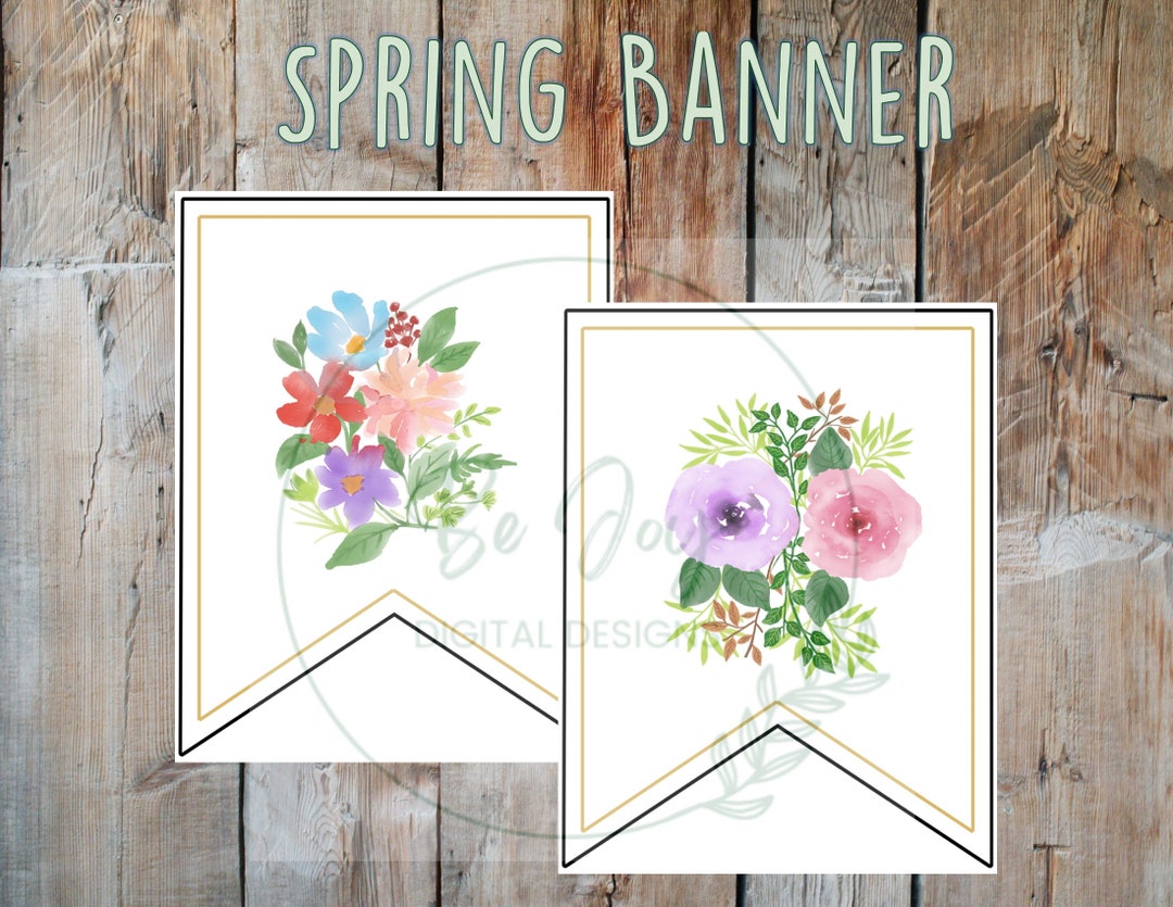 Floral Banner| PDF Printable Banner| Blossoms| Spring Decor - Etsy
