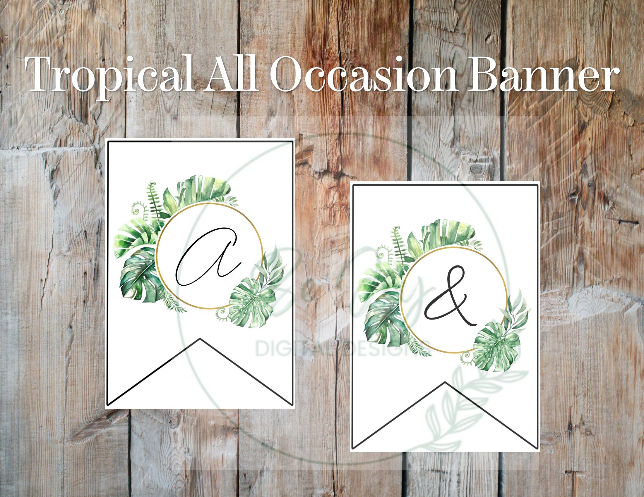 Printable Tropical Banner| AZ Banner| Any Occasion| Downloadable ...