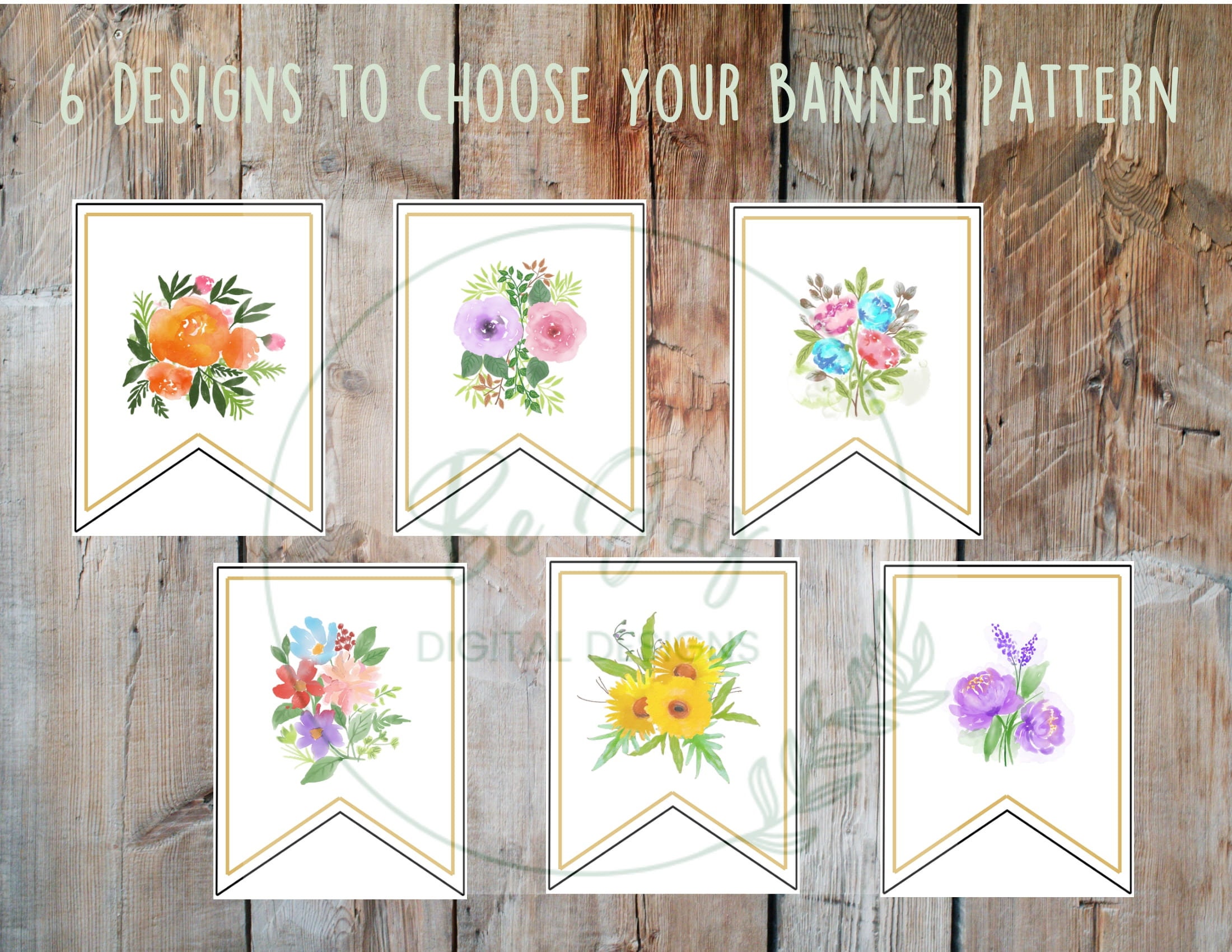 Floral Banner PDF Printable Banner Blossoms Spring Decor - Etsy
