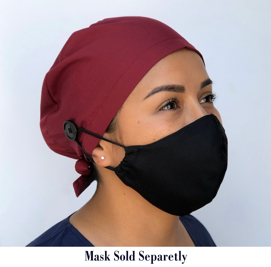 Handmade Maroon Scrub Cap With Buttons, Unisex Medical Hat - Etsy